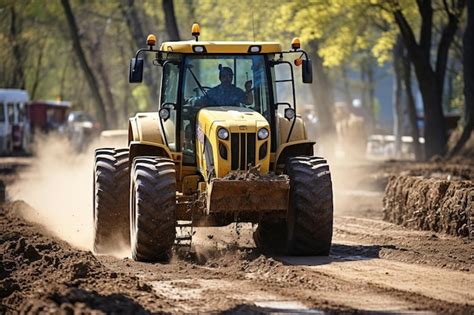 Road Grading Motor Grader In Action Premium Ai Generated Image