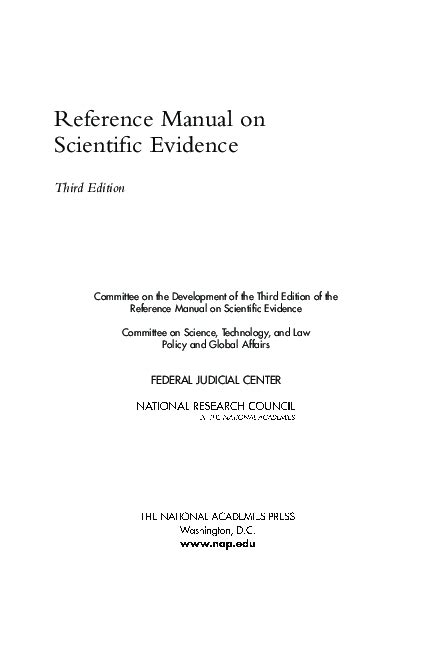 Pdf Reference Manual On Scientific Evidence