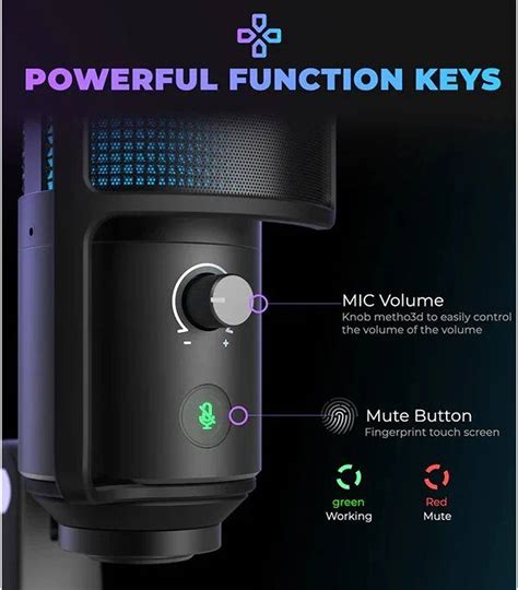 Fifine T669 Pro3 RGB Uni-directional USB Microphone Bundle with Volume ...