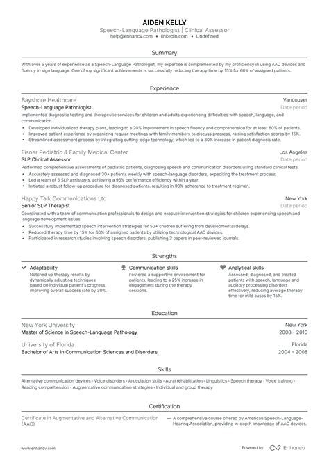 5 Slp Grad School Resume Examples And Guide For 2024