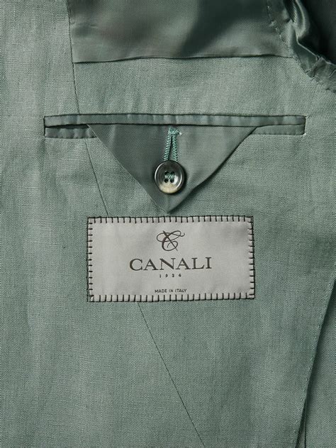 Canali Linen Suit Jacket Green Canali