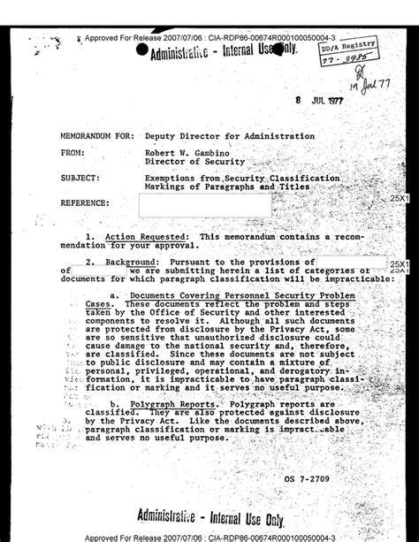 Exemptions From Security Classification Markings Of Paragraphs And