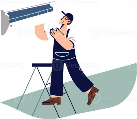 Air Conditioner Installation And Repair Technician Installs Internal Unit From Split System On