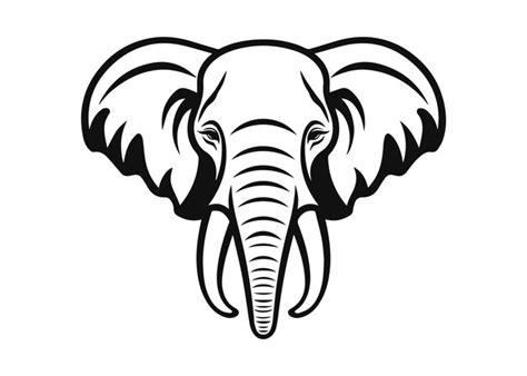 Elephant Head Silhouette Vector Illustration Line Art Premium Ai