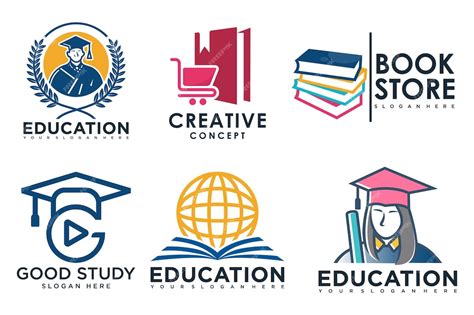 Ensemble De Logos Pour Léducation Et Lapprentissagechapeau De Diplômé De Luniversité Et De L