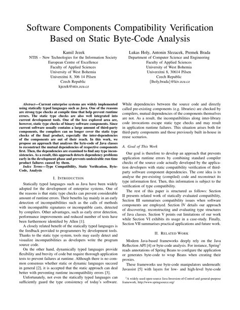 pdf software components compatibility verification based on static byte code analysis