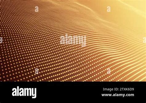 Abstract Background With Wavy Lines From Golden Points Animation Ripples On Surface From Neon