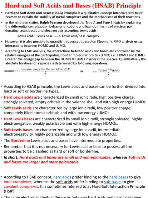 Hsab Principle Explained Pdf Ionic Bonding Acid