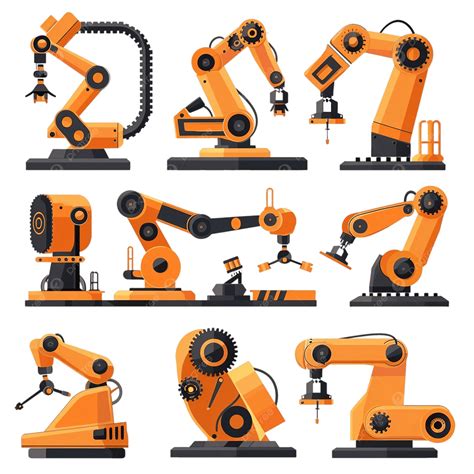 Assembly Line With Industrial Robotic Arms Semi Flat Color Object