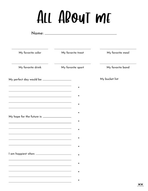 All About Me Paper Printable