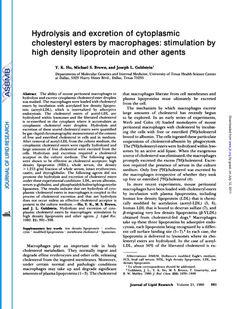 Pdf Hydrolysis And Excretion Of Cytoplasmic Cholesteryl Esters By
