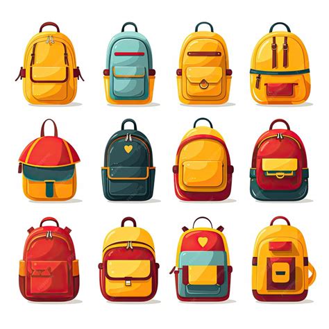 Premium Ai Image Set Of Different School Backpacks In Cartoon Style