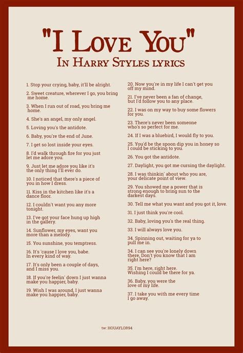 I Love You In Harry Lyrics💌 Harry Styles Quotes Style Lyrics