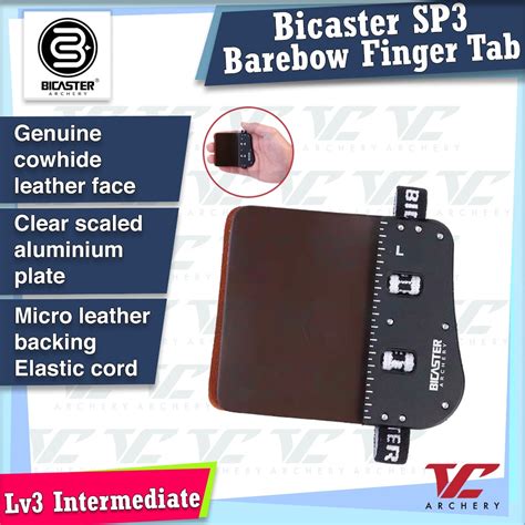 V Club Archery Bicaster Sp3 Barebow Finger Tab Genuine Cowhide Leather Face Clear Scaled