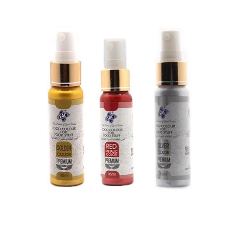 Set Of 3 Icing Colors Red Metallic Golden And Silver Colour Icing Baking Food 35ml