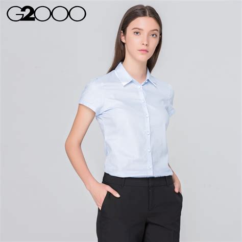 G2000纯色百搭女装方领短袖衬衫 2016夏商务休闲通勤ol纯棉衬衣g2000女装旗舰店
