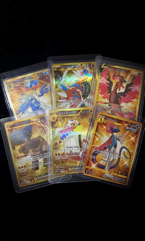 Assorted Pokemon Gold Cards Inteleon Moltres V Koraidon