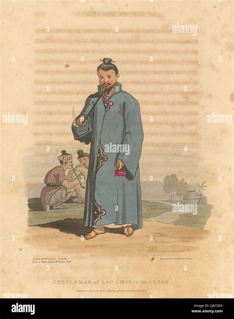 Gentleman Of Loo Choo In His Cloak Okinawa Japan Havellbrowne 1818