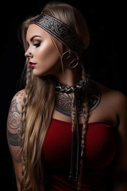 Premium Ai Image Beautiful Blonde Woman With Tattoos And Piercings