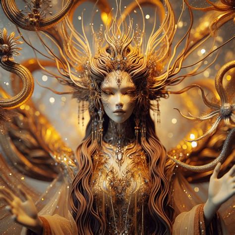 Majestic Golden Skinned Alien Goddess Divine Beauty And Power Ai Art