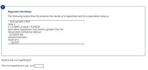 Solved Required InformationThe Following Output From R Chegg