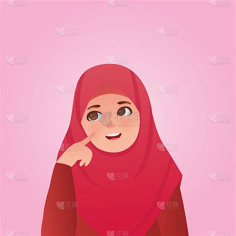 困惑的手势表情，可爱的女孩卡通矢量插图