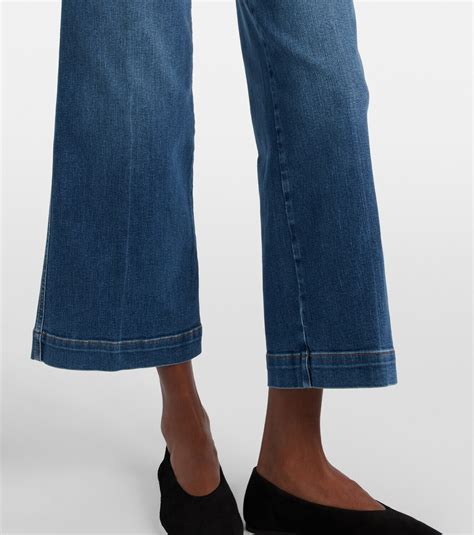 Frame Seamed Cropped Wide Leg Jeans Frame Denim