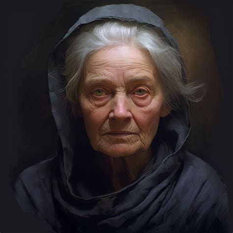 Premium Ai Image Front View Old Woman Smiling With Strong Ethnic Features