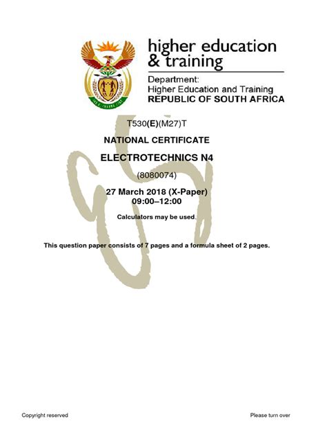 N4 Electrotechnics April 2018 Pdf Electric Motor Inductor