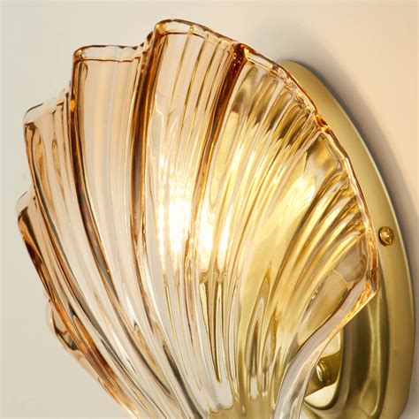 Shell Wall Light Amber Tinted Shell Shape Glass Ip44 Lightsie