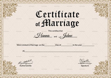 Keepsake Marriage Certificate Design Template In Psd Word