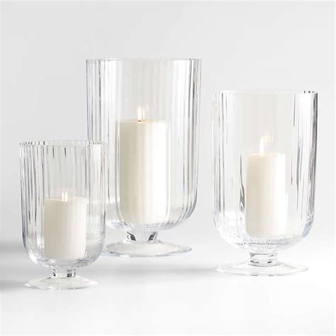 Fluted Glass Hurricane Candle Holder Noocaa