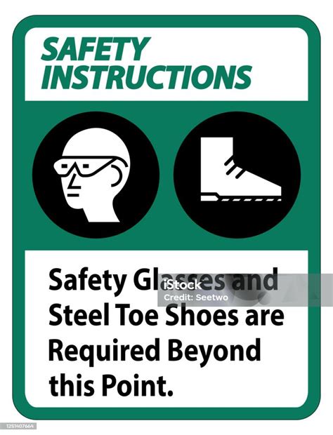 Safety Glasses And Steel Toe Shoes Are Required Beyond This Point Stock