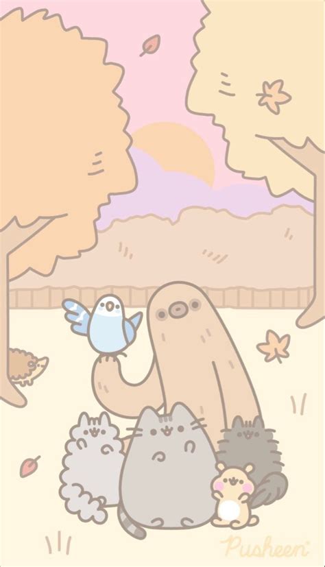Pusheen Fall Friends Wallpaper ♡ Pusheen Cute Pusheen Cat Cute