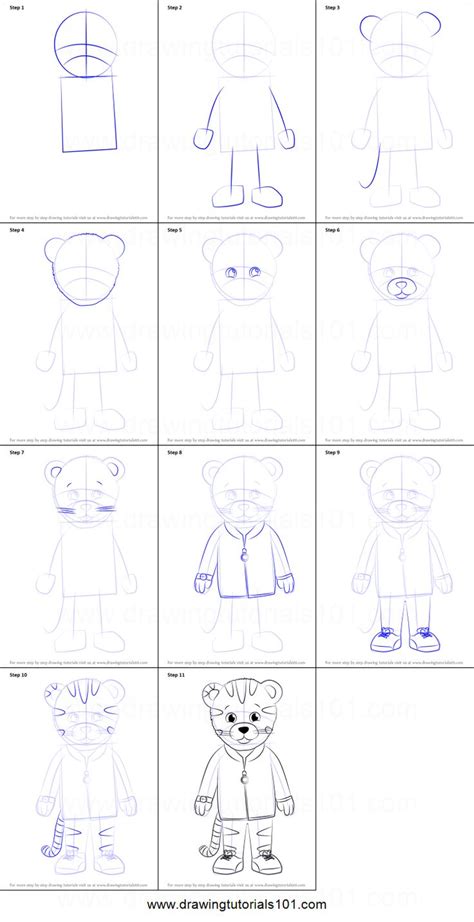 How To Draw Daniel Striped Tiger From Daniel Tigers Neighborhood Printable Drawing Sheet By