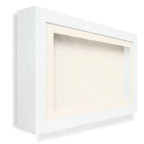 White Deluxe Wooden Box Display Frame Deep Shadow Box Choose Size