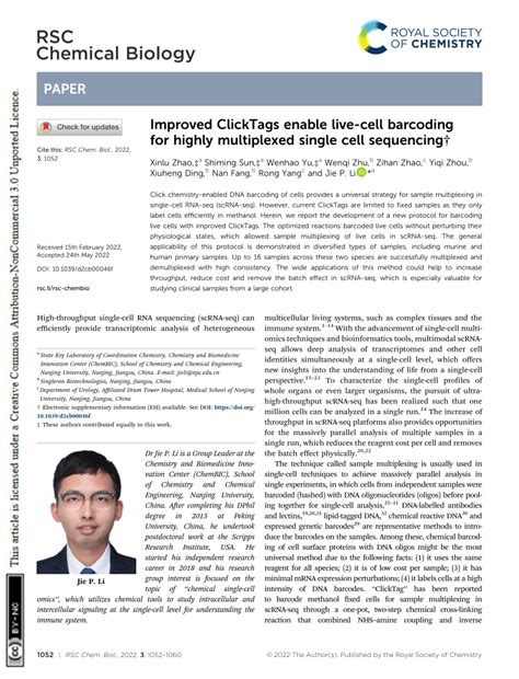 Pdf Improved Clicktags Enable Live Cell Barcoding For Highly Multiplexed Single Cell Sequencing