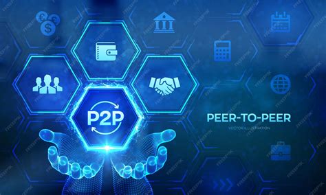Premium Vector Peer To Peer Logo In Wireframe Hands P2p Payment And