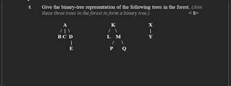 Solved Give The Binary Tree Representation Of The Following Chegg