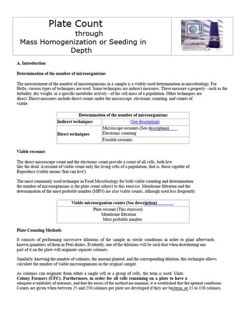 Plate Count Method Pdf Colony Forming Unit Biology