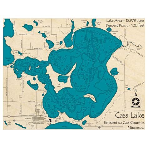 Cass Lake Minnesota 3d Custom Wood Map Lake Art Llc