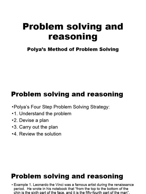 Problem Solving And Reasoning Polyas Method Pdf Discrete
