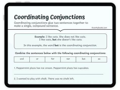 Coordinating Conjunctions Sentences Worksheet L31hl31 Workybooks