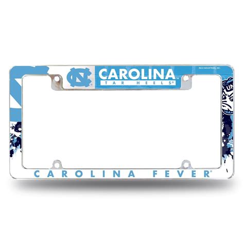 Unc Tar Heels Ncaa Chrome Metal License Plate Frame With Bold Full