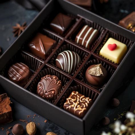 Premium Photo Array Of Gourmet Chocolates In A Luxurious Presentation