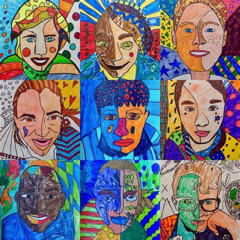 Britto Inspired Self Portraits Self Portrait Art Art Lessons