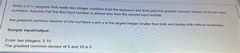 Solved Write A C Program That Reads Two Integer Numbers