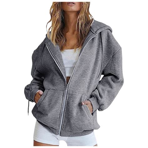 Daznico Womens Zip Up Hoodie Casual Long Sleeve Pullover Sweatshirt