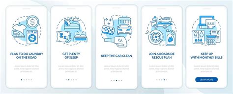 Blue Onboarding Mobile App Screen Road Trip Suggestions Vector Layout