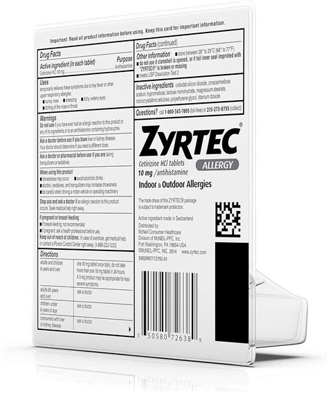 Buy Zyrtec 24 Hour Allergy Relief Tablets Antihistamine Allergy